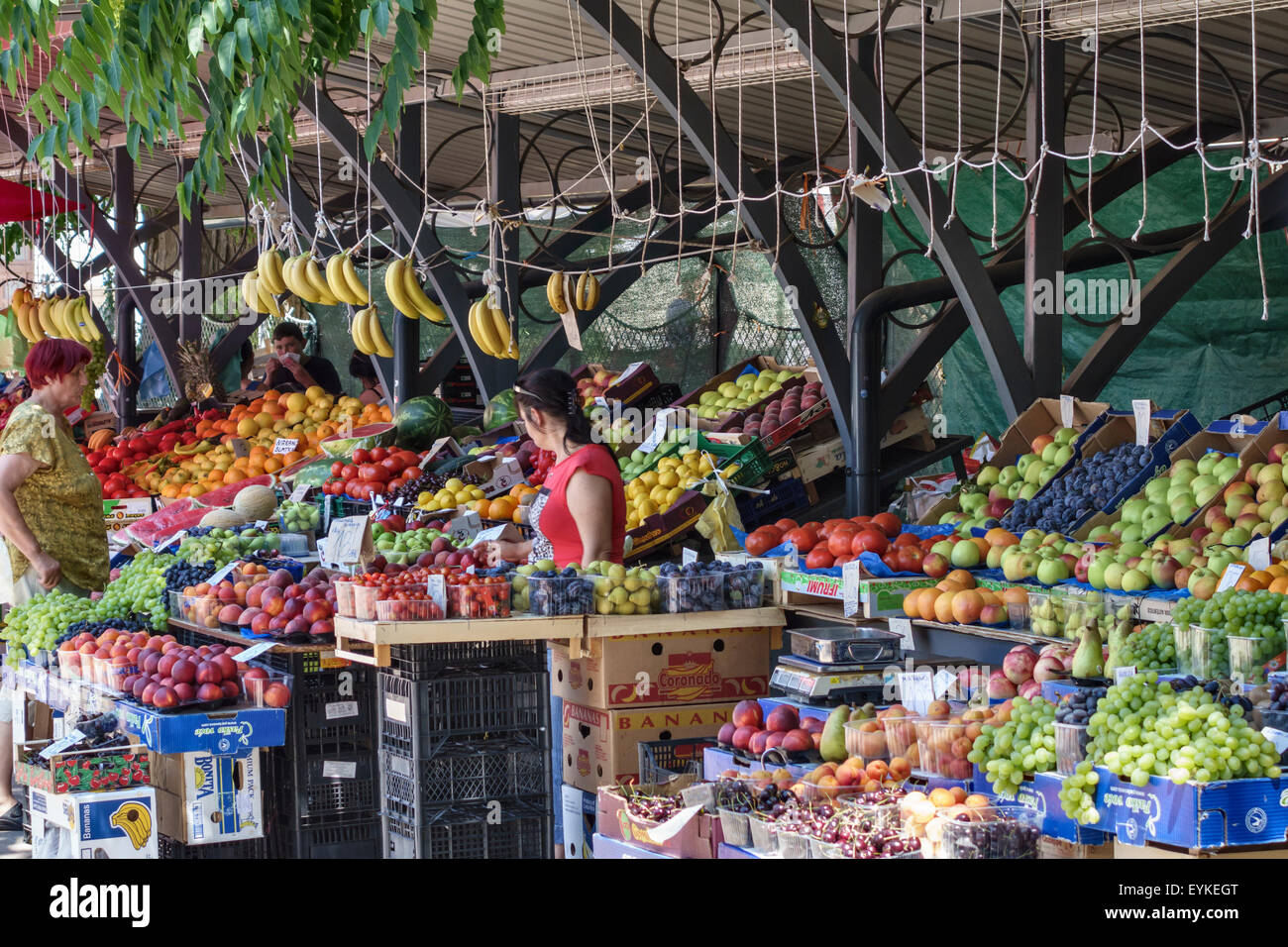 Pula, Croatia. The central open-air market selling fresh locally grown ...