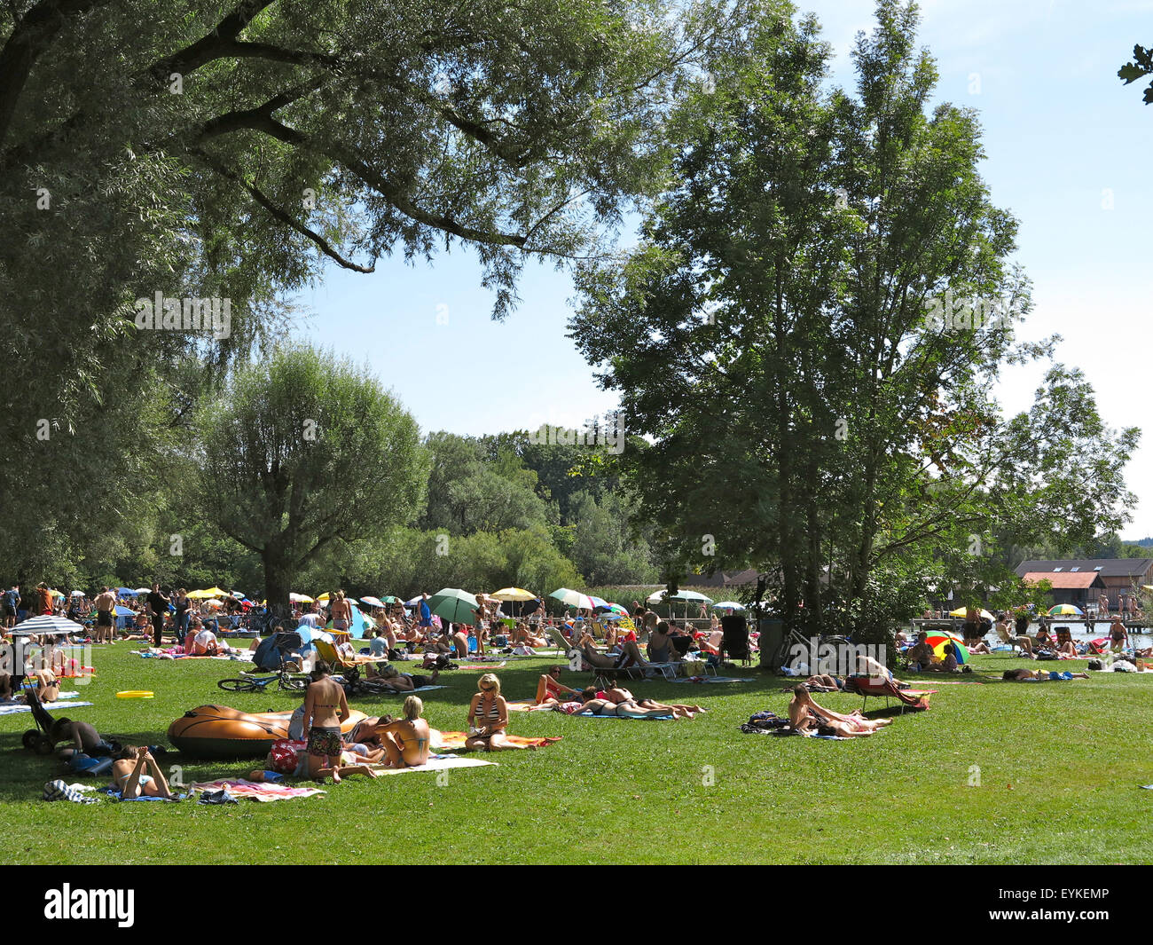 Germany, Upper Bavaria, 5-Seenland area, lake Starnberger See, Percha with Starnberg Stock Photo ...