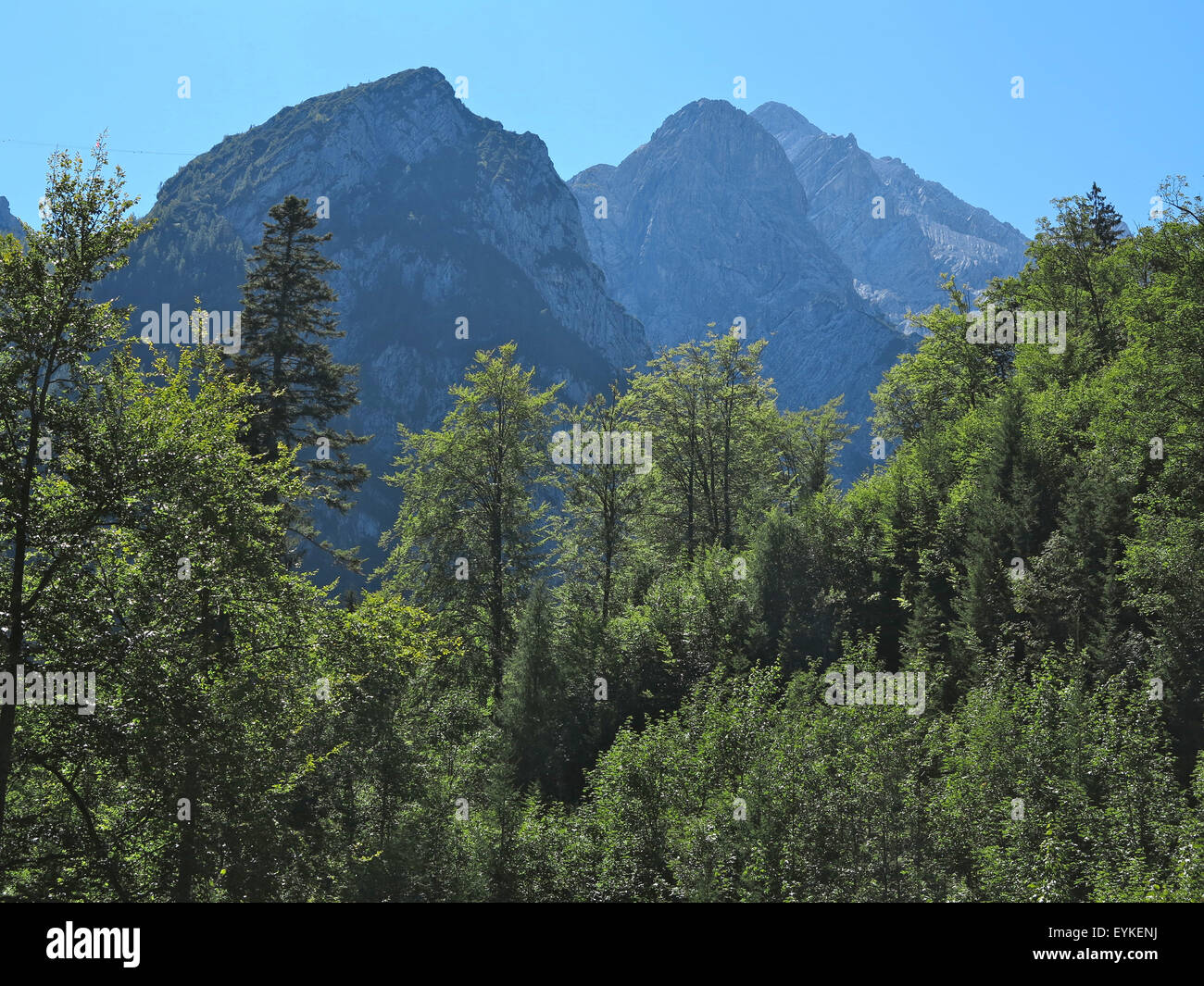 Germany, Upper Bavaria, Hammersbach village with Garmisch-Partenkirchen ...
