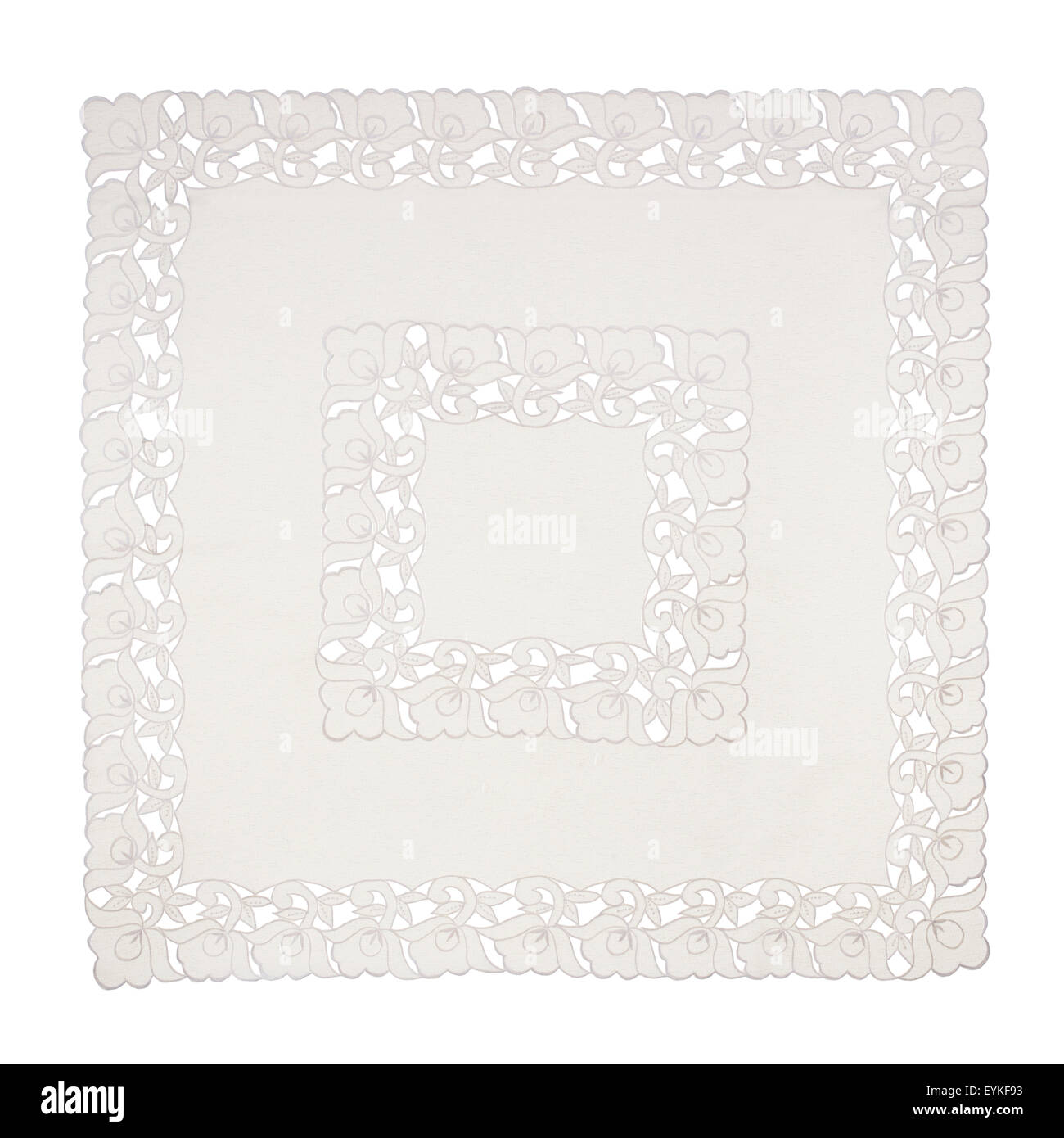 White lace doily before background as a cut out Stock Photo - Alamy