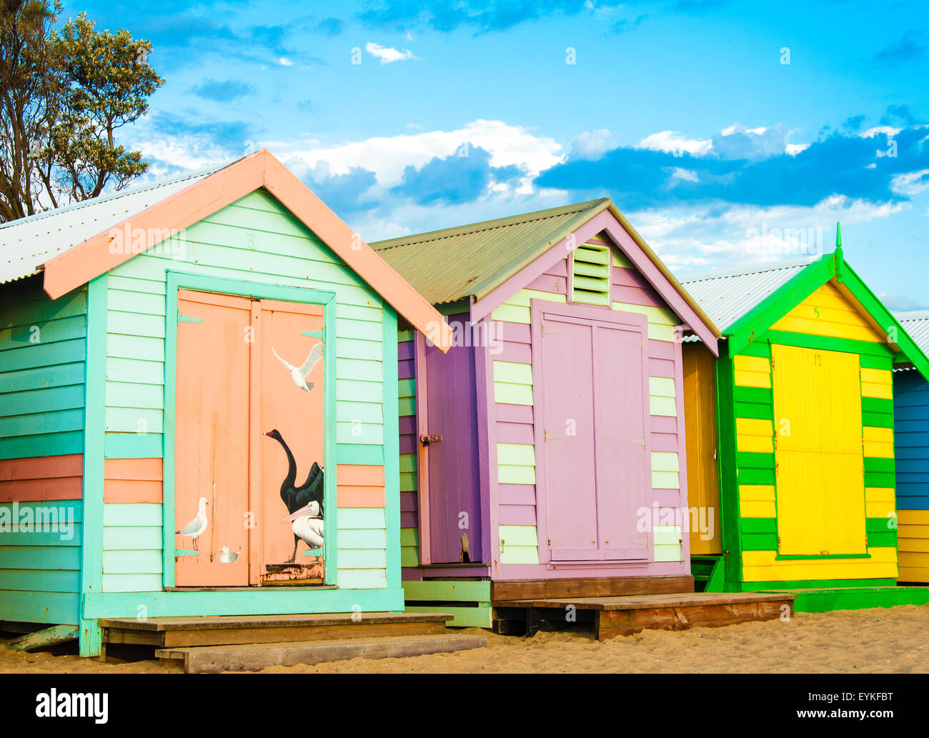 Brighton bathing boxes at Melbourne, Australia Stock Photo - Alamy