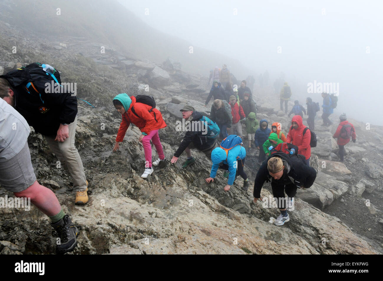 Group of friends climbing Snowdonia, Wales Stock Photo - Alamy