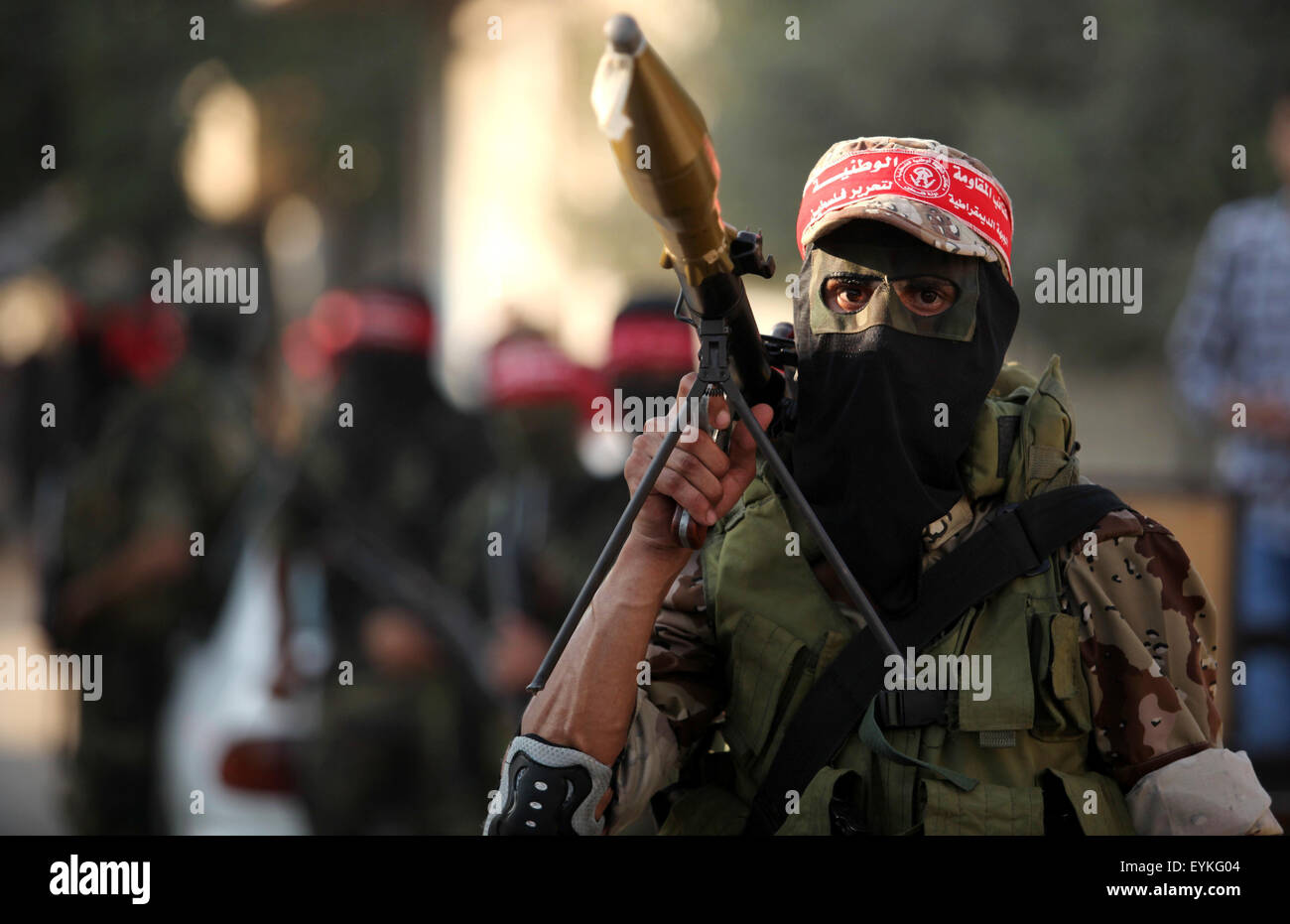 Gaza City, Gaza Strip, Palestinian Territory. 31st July, 2015. A masked ...