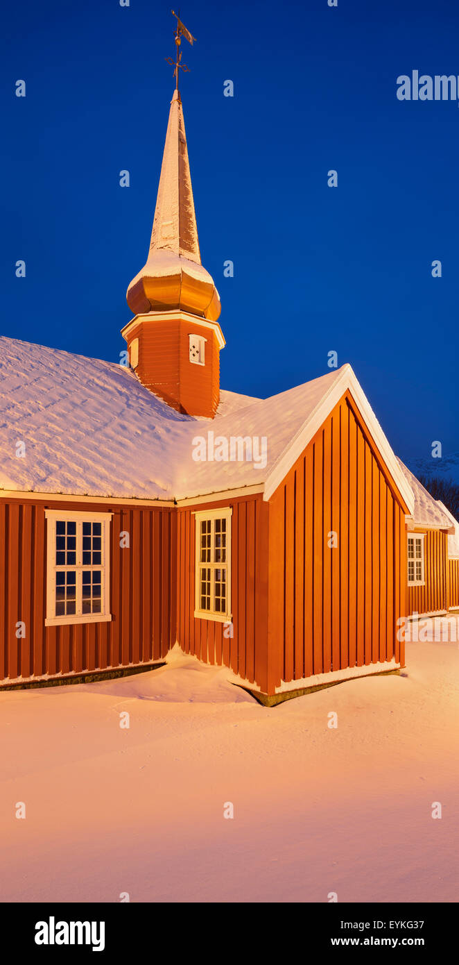 Flakstad church, Flakstadoya, Lofoten, northern country, Norway Stock ...
