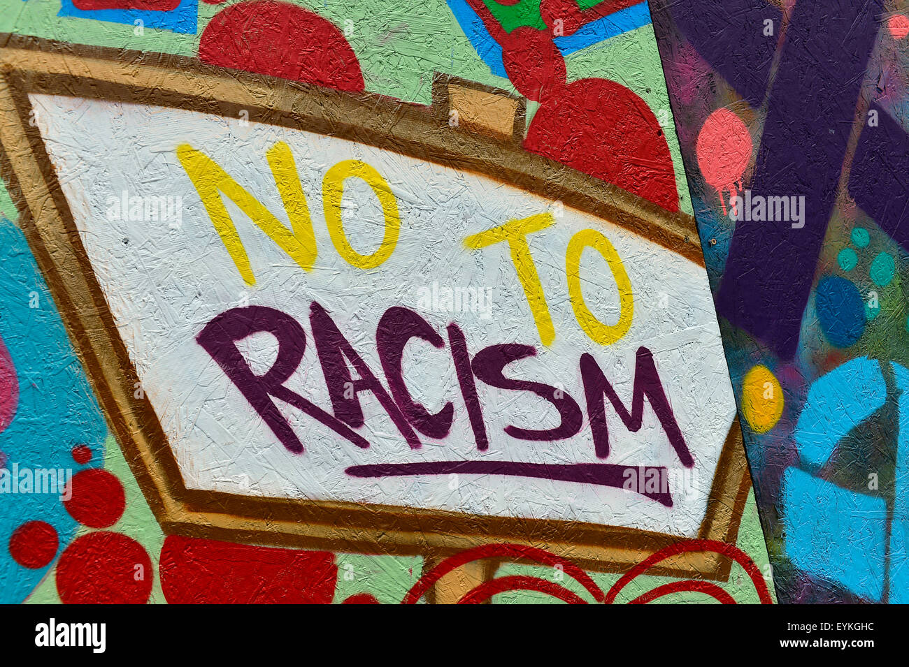 'No to Racism' graffiti on a wall in Londonderry (Derry), Northern ...