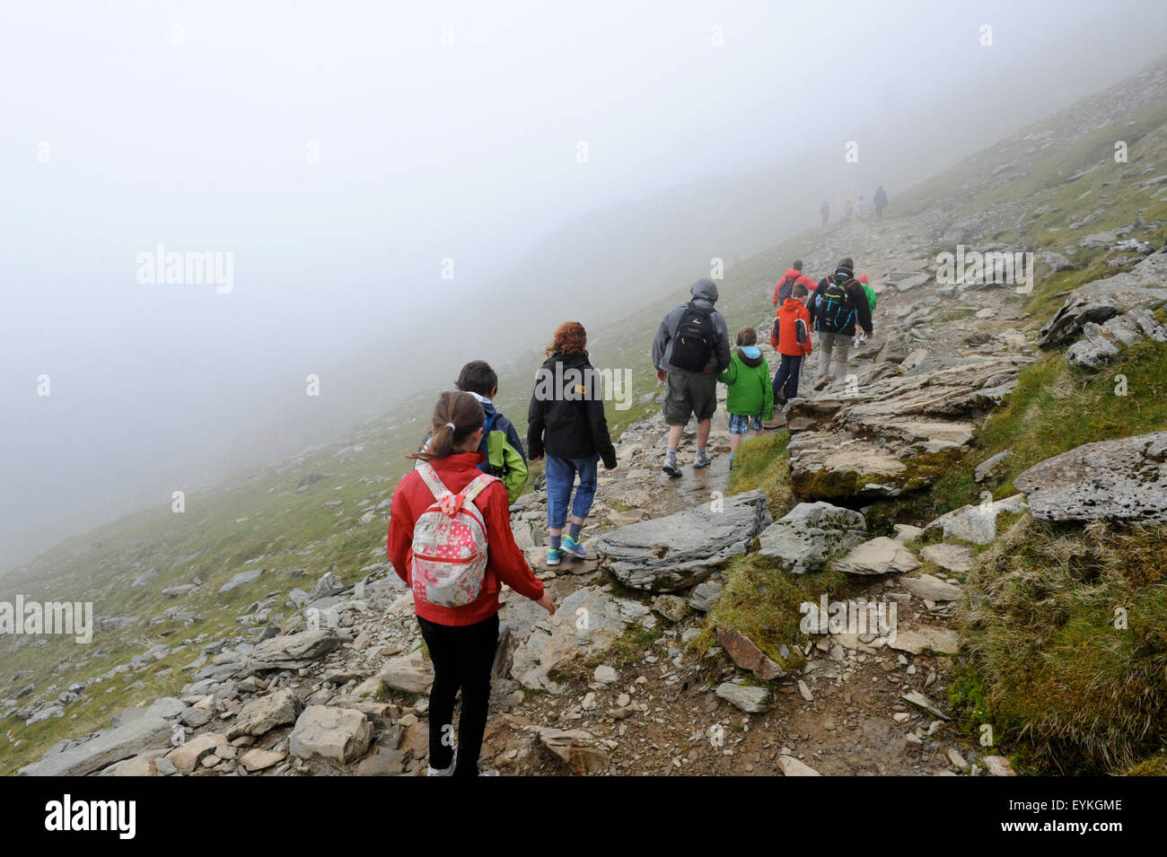 Group of friends climbing Snowdonia, Wales Stock Photo - Alamy