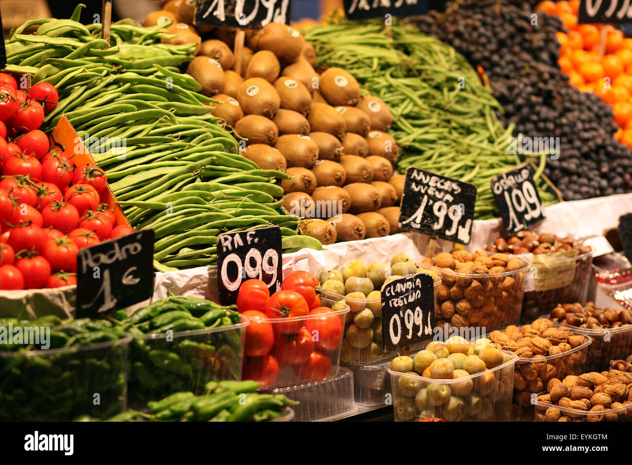 Fruits and vegetables in the Boqueria market - Barcelona - Catalonia ...