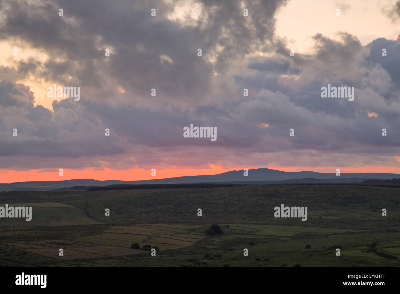 Sunset on Bodmin Moor overlooking Brown Willy Stock Photo - Alamy