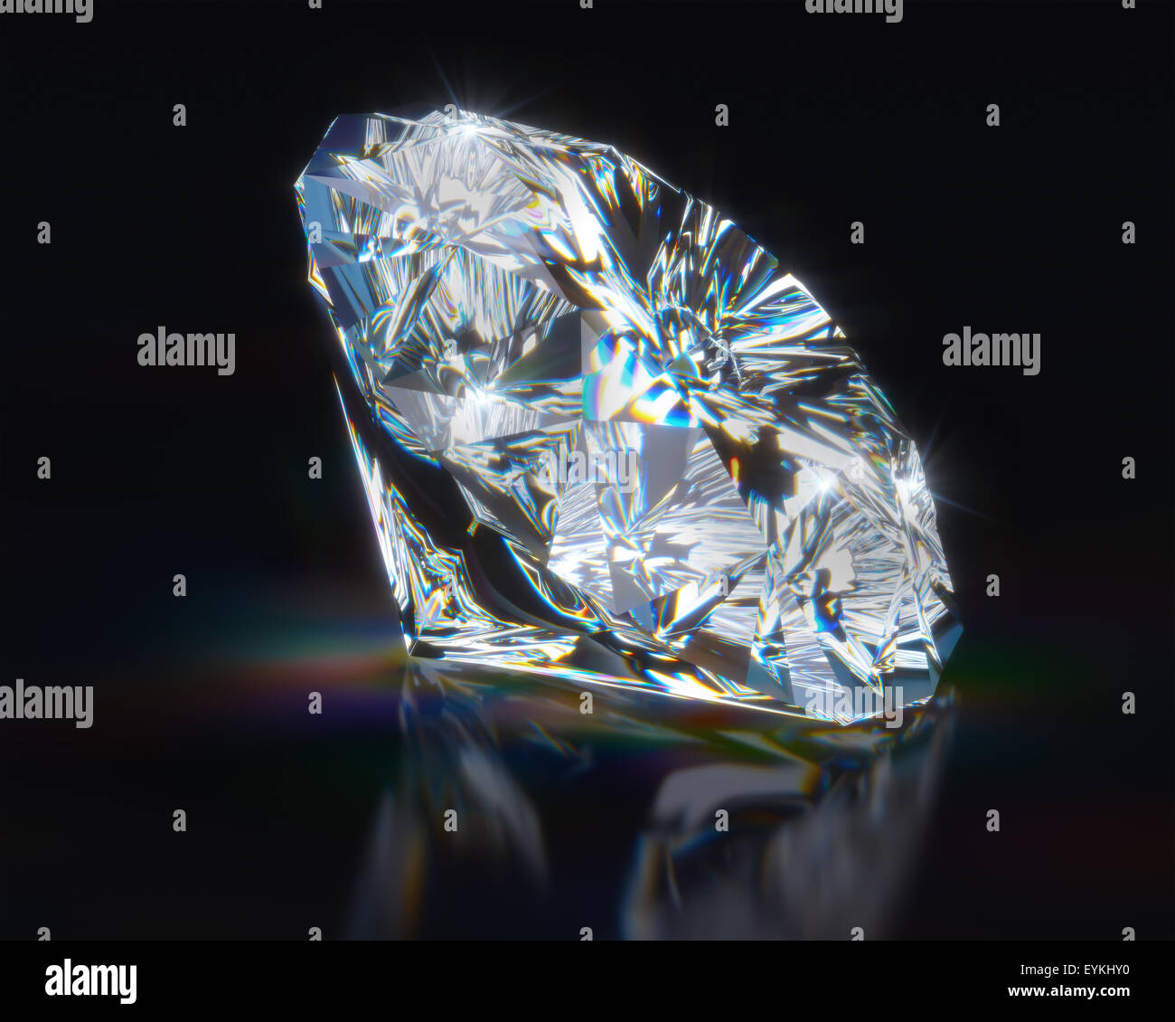 Diamond on black reflective background. 3d render Stock Photo - Alamy