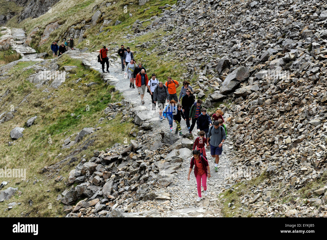 Group of friends climbing Snowdonia, Wales Stock Photo - Alamy