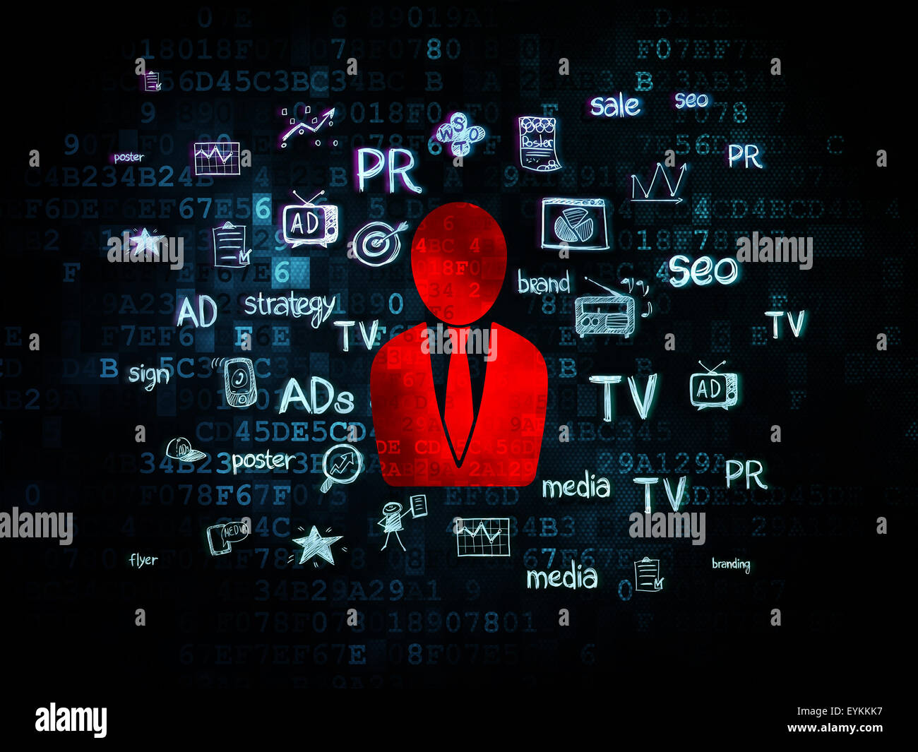 Advertising concept: Business Man on Digital background Stock Photo - Alamy
