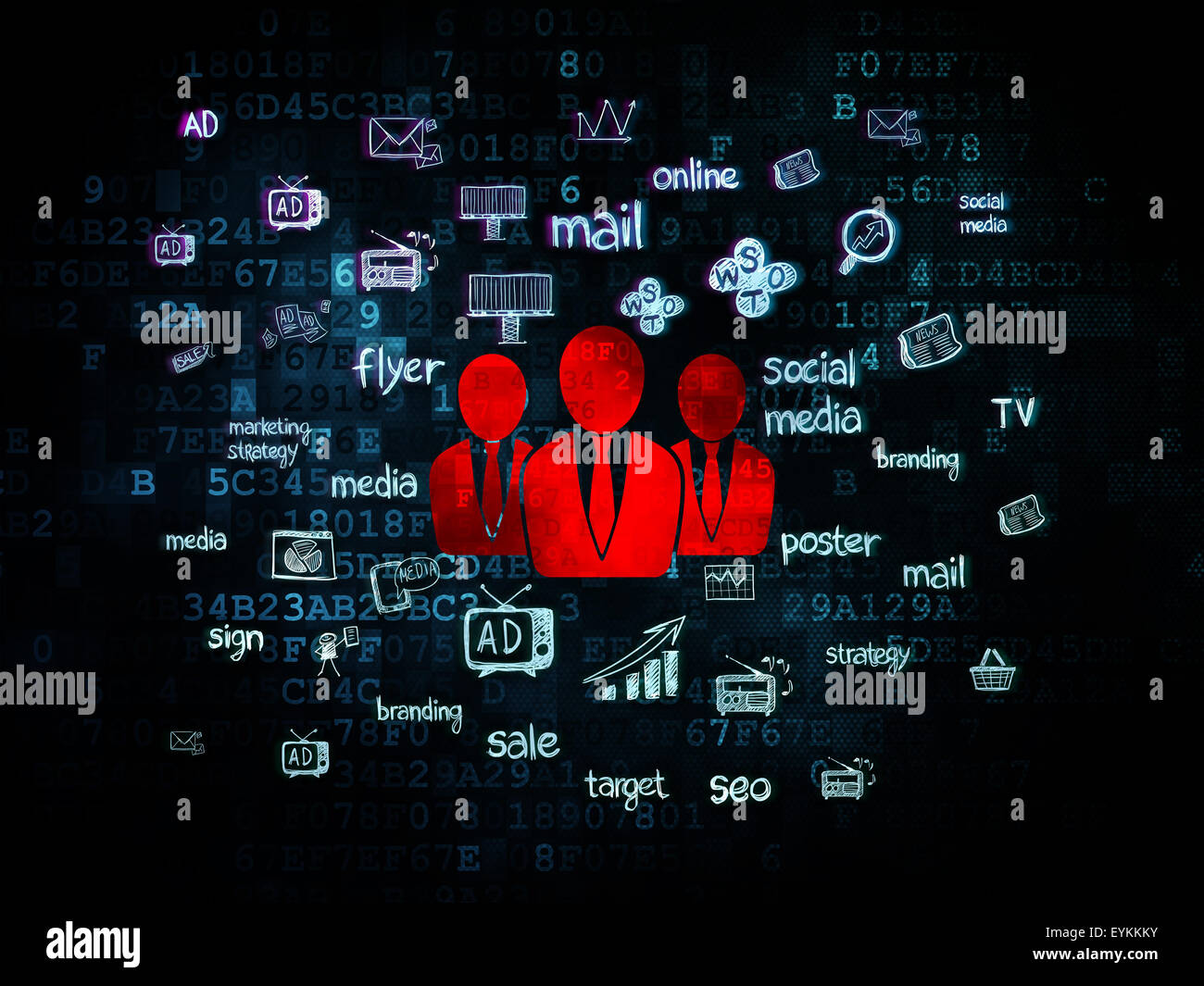 Advertising concept: Business People on Digital background Stock Photo ...