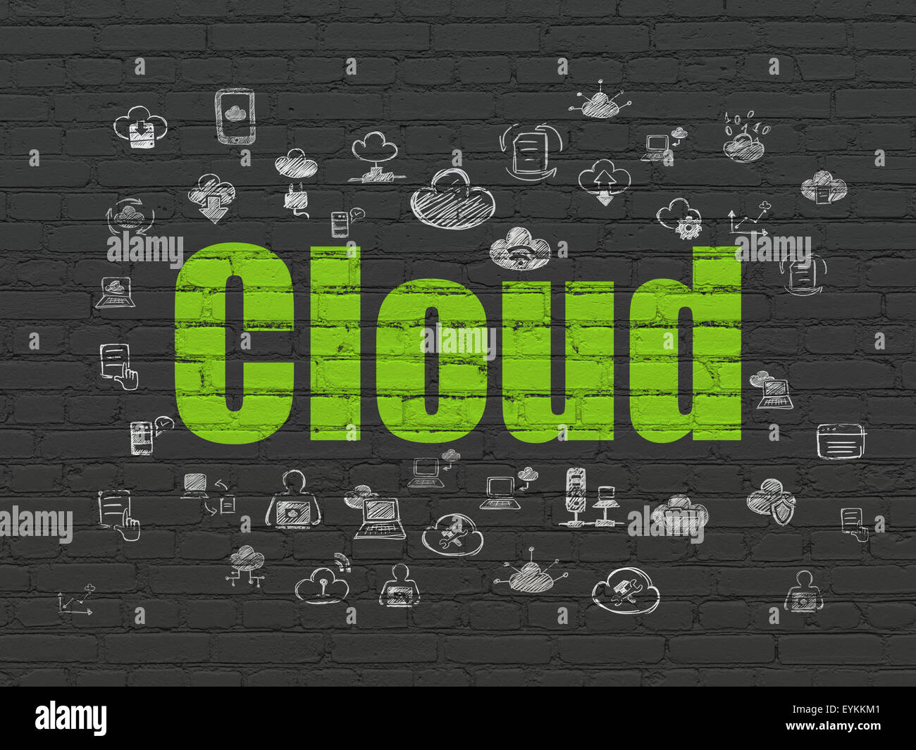 Cloud technology concept: Cloud on wall background Stock Photo - Alamy