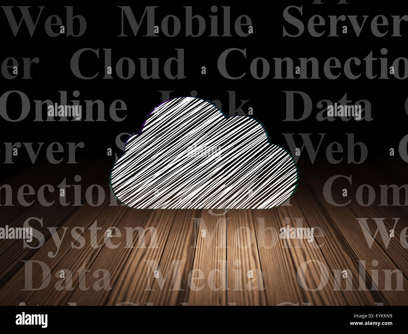 Cloud computing concept: Cloud in grunge dark room Stock Photo - Alamy