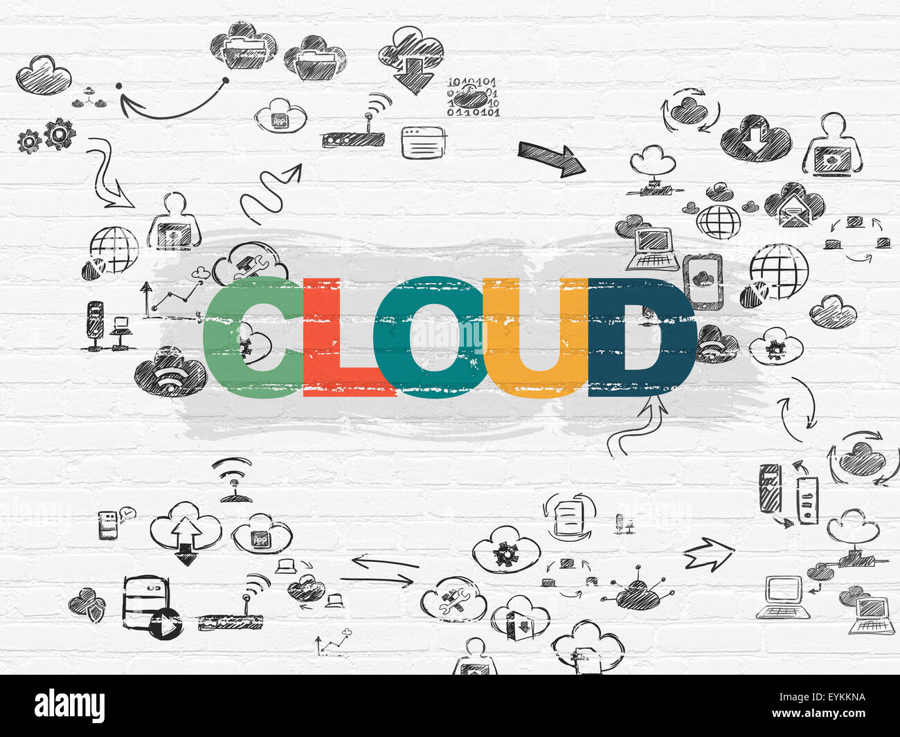 Cloud technology concept: Cloud on wall background Stock Photo - Alamy