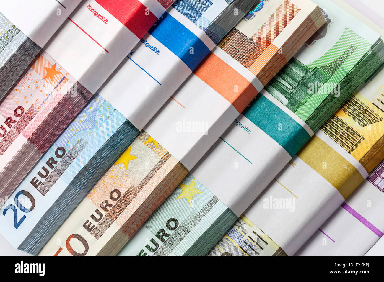 Bundle to banknotes, different euro banknotes, detail Stock Photo - Alamy