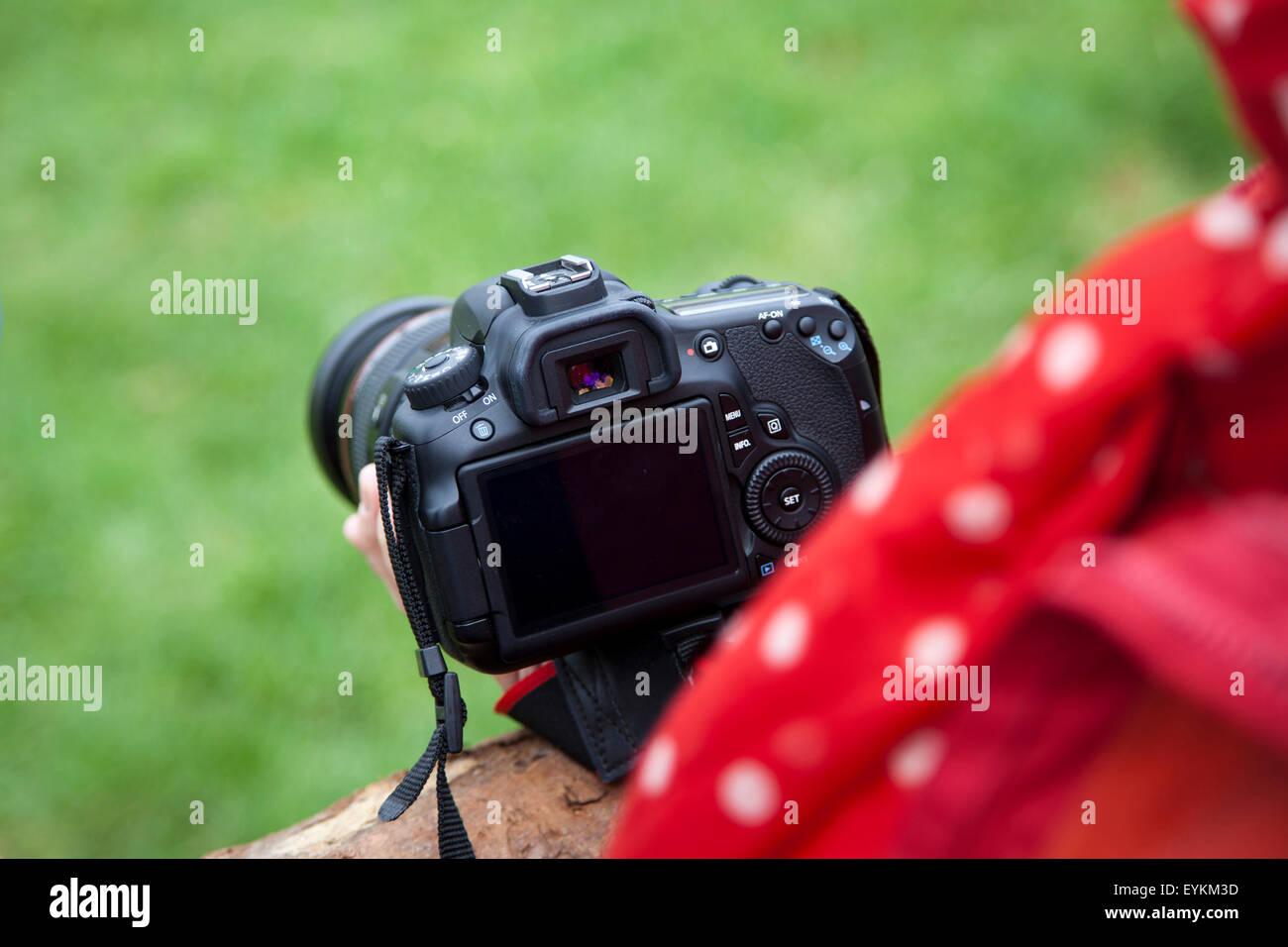 Hand holds digital reflecting reflex camera Stock Photo - Alamy
