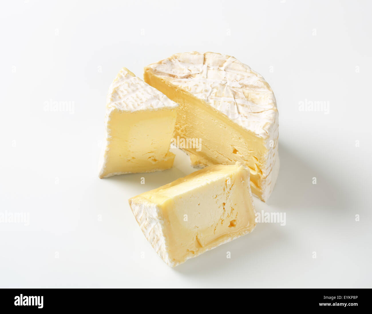 Wedges of French white rind cheese Stock Photo - Alamy