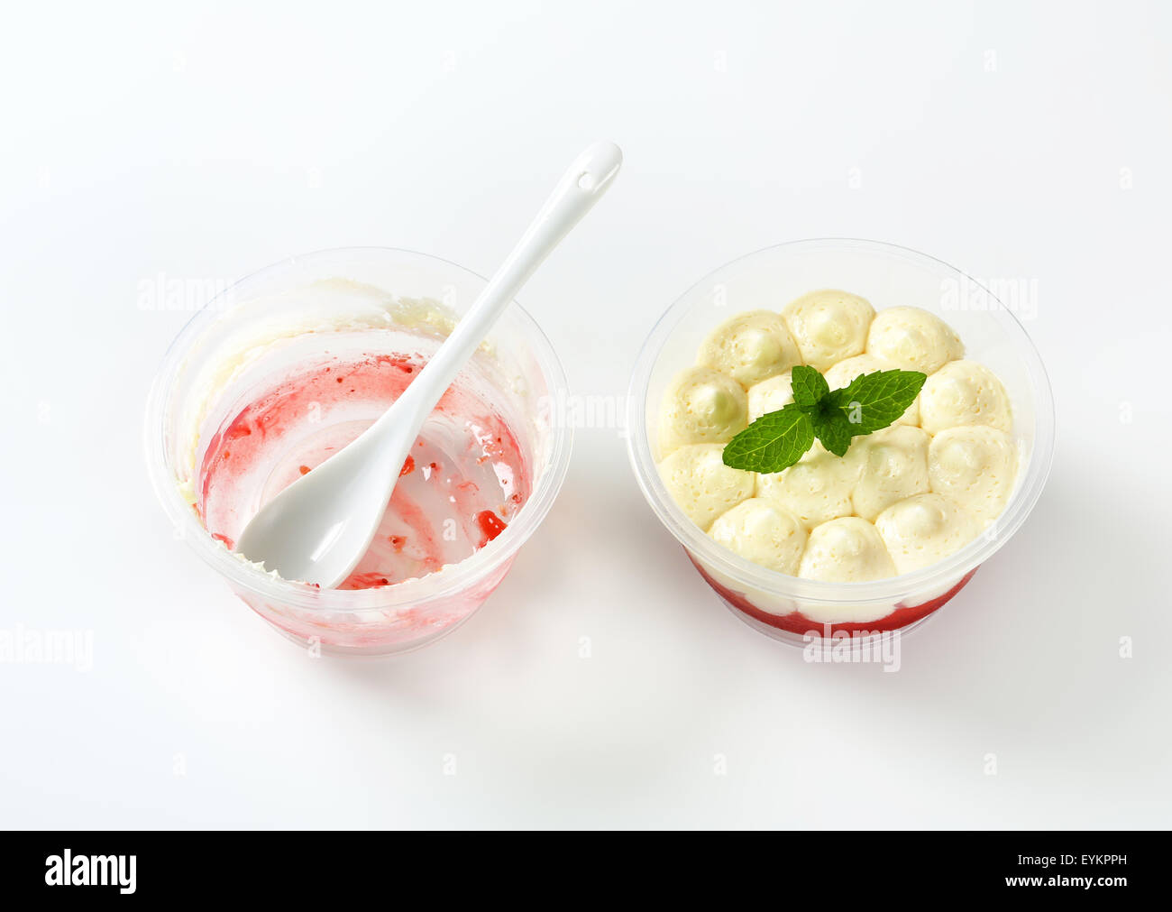 Strawberry shortcake desserts in plastic cups Stock Photo - Alamy