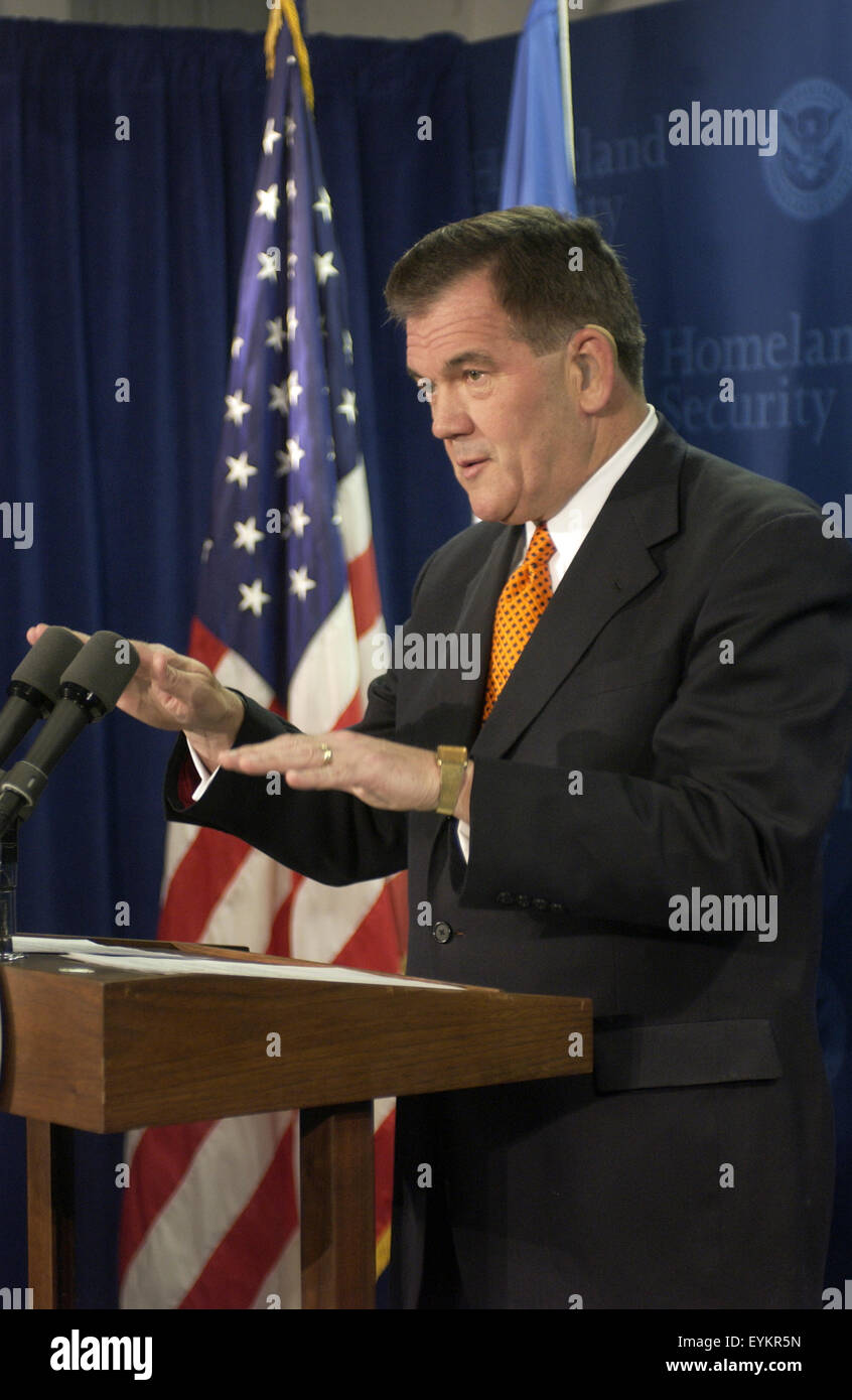 Secretary Tom Ridge speaks at a news conference where he announced a FY ...
