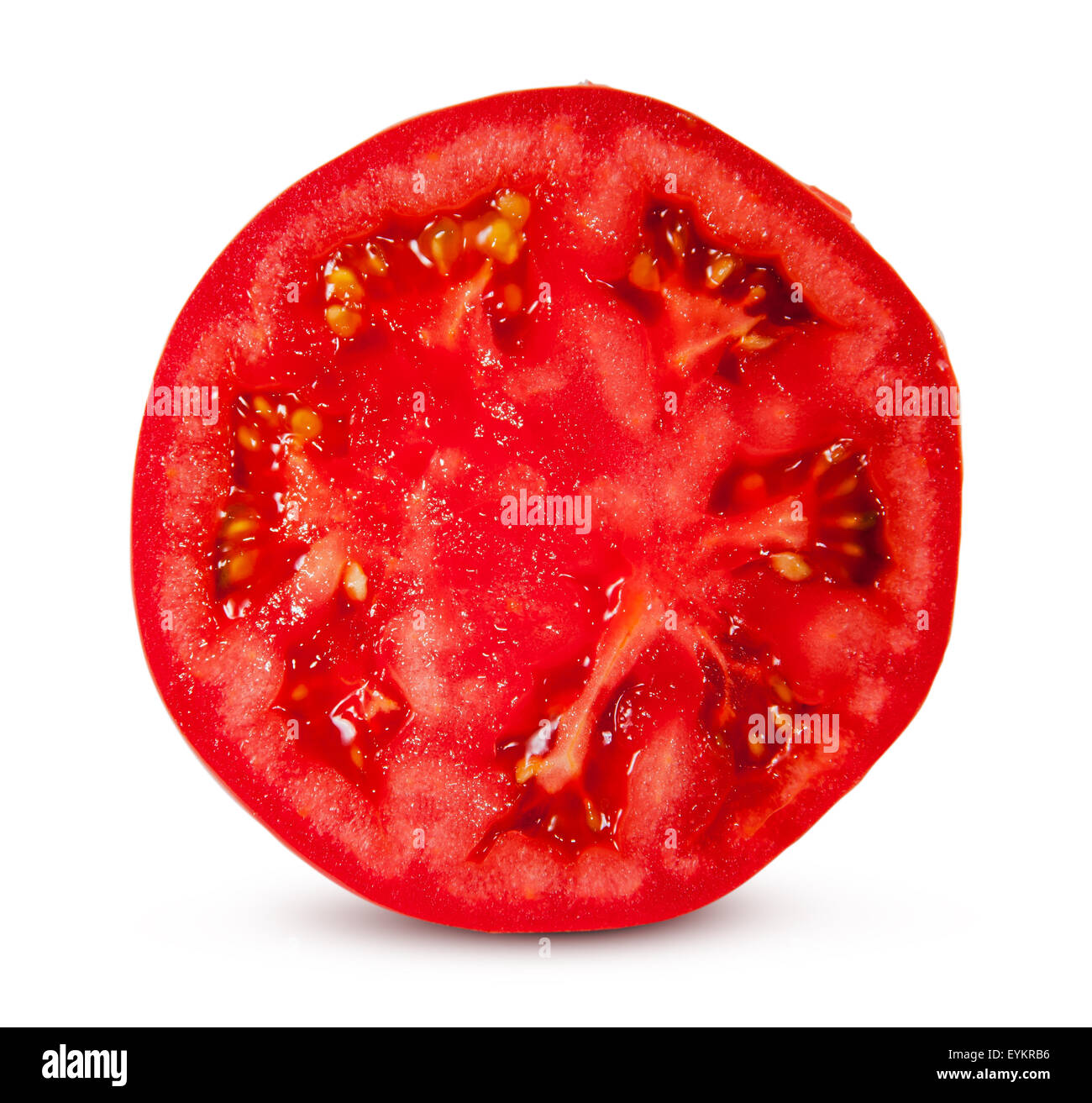One half juicy red tomato isolated on white background Stock Photo - Alamy