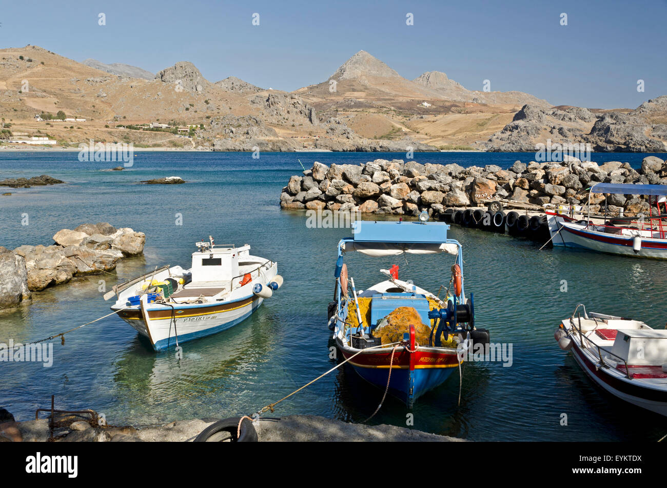 Greece, Crete, small fishing harbour of Damnóni Stock Photo - Alamy