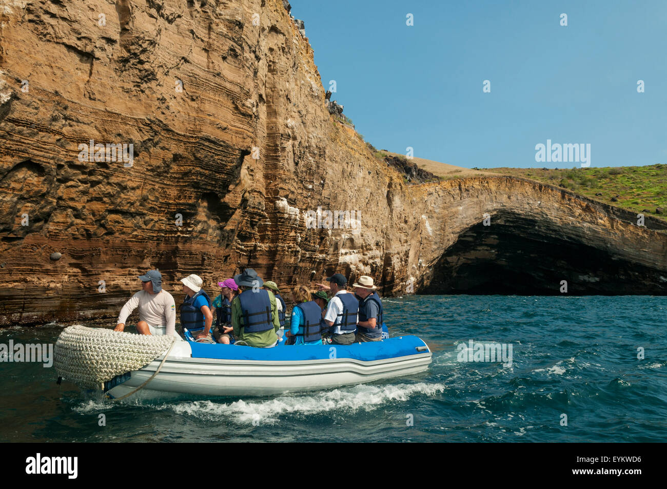 Cave at Vicente Roca, Isabela Island, Galapagos Islands, Ecuador Stock ...