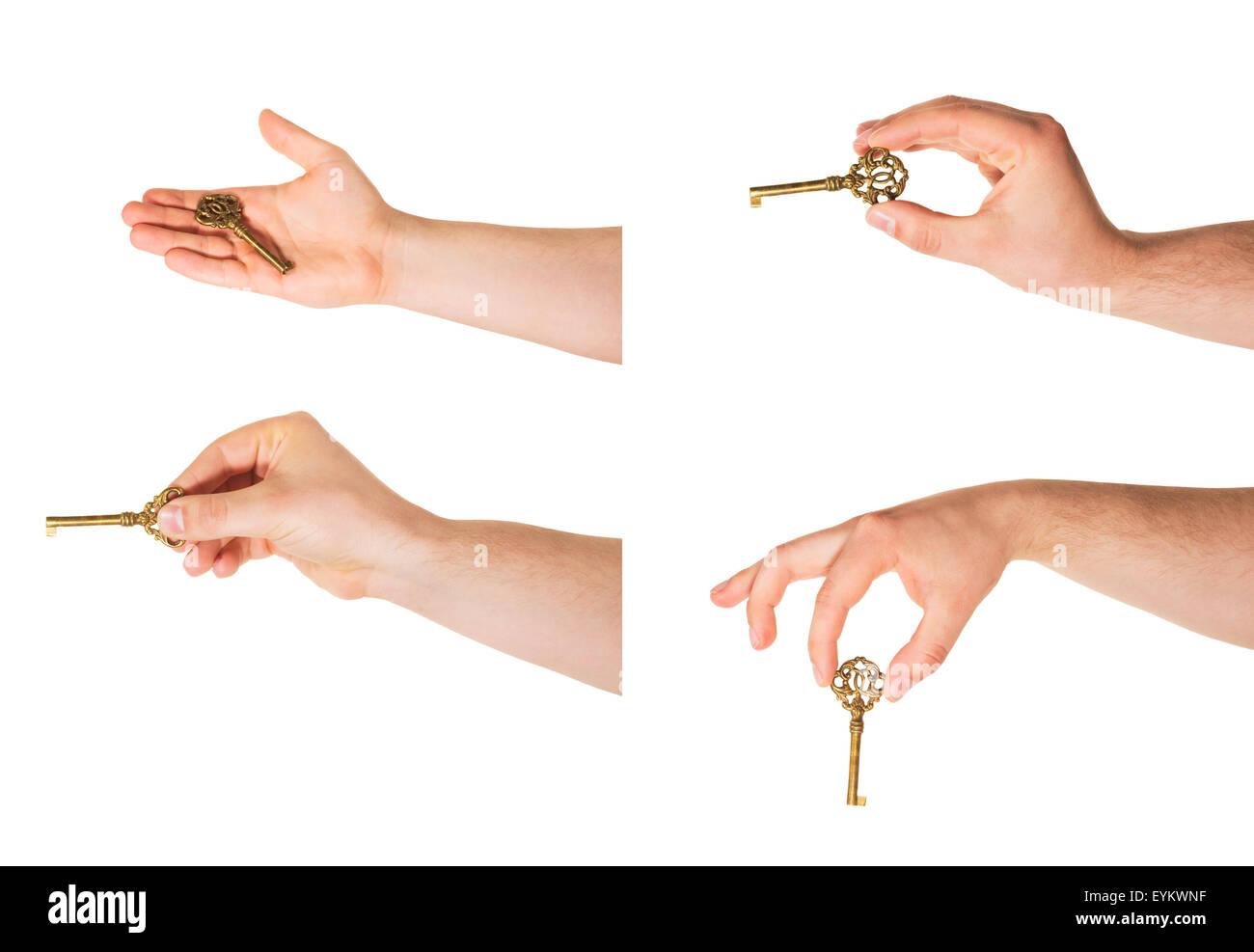 Hand holding gold key Cut Out Stock Images & Pictures - Alamy