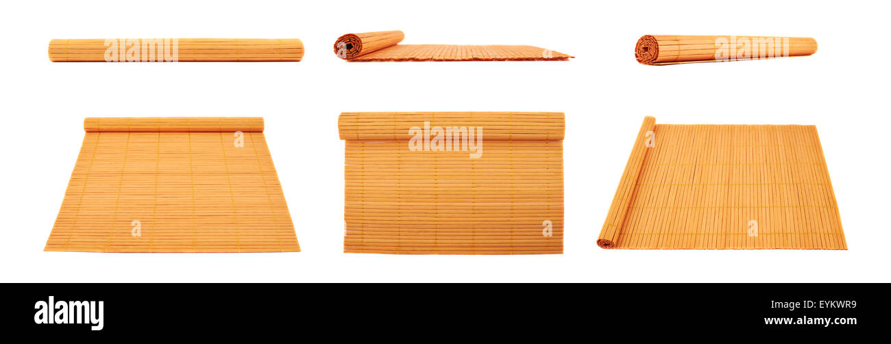 Rolled straw mat isolated Stock Photo - Alamy