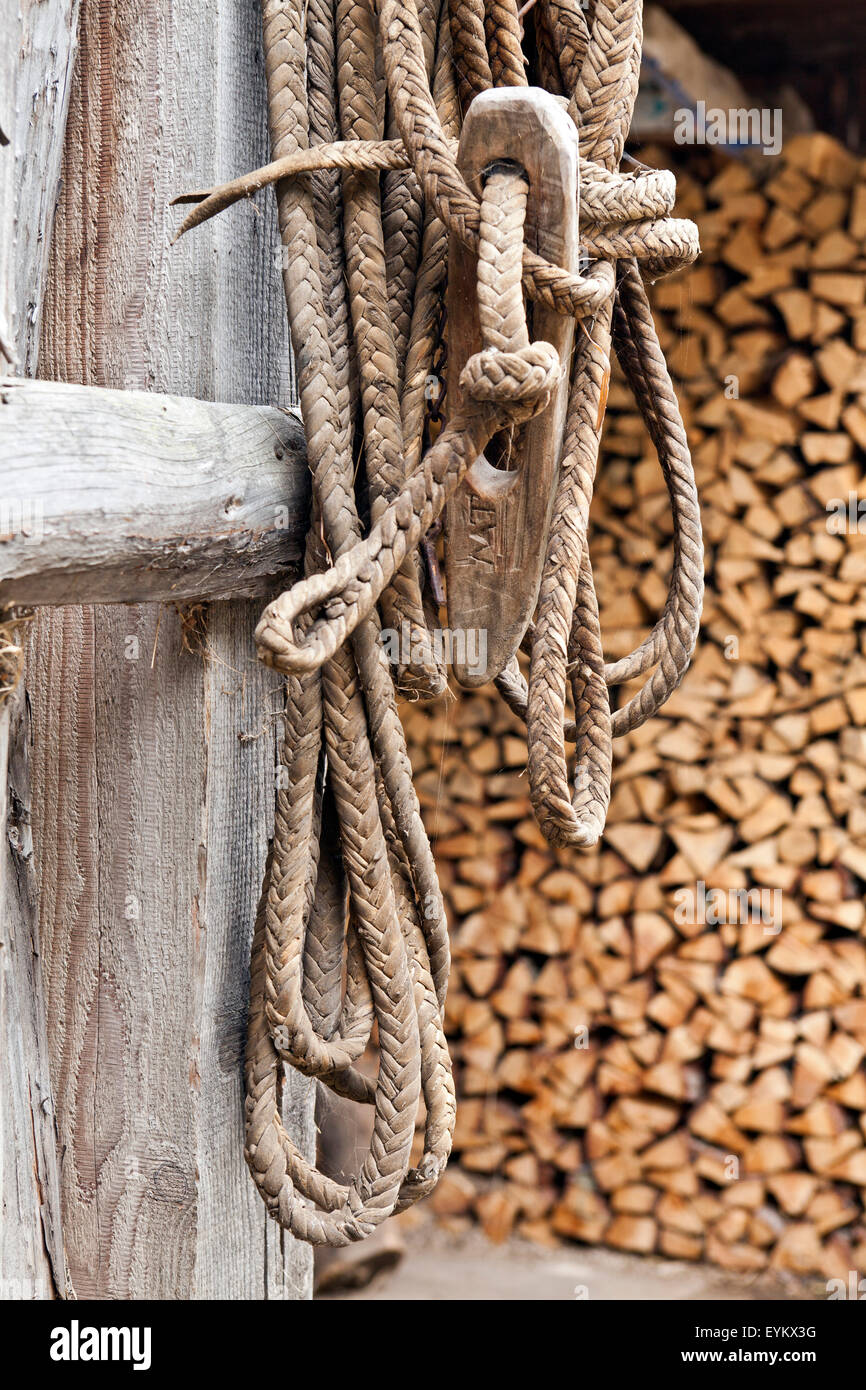 Rope leather wood hi-res stock photography and images - Alamy