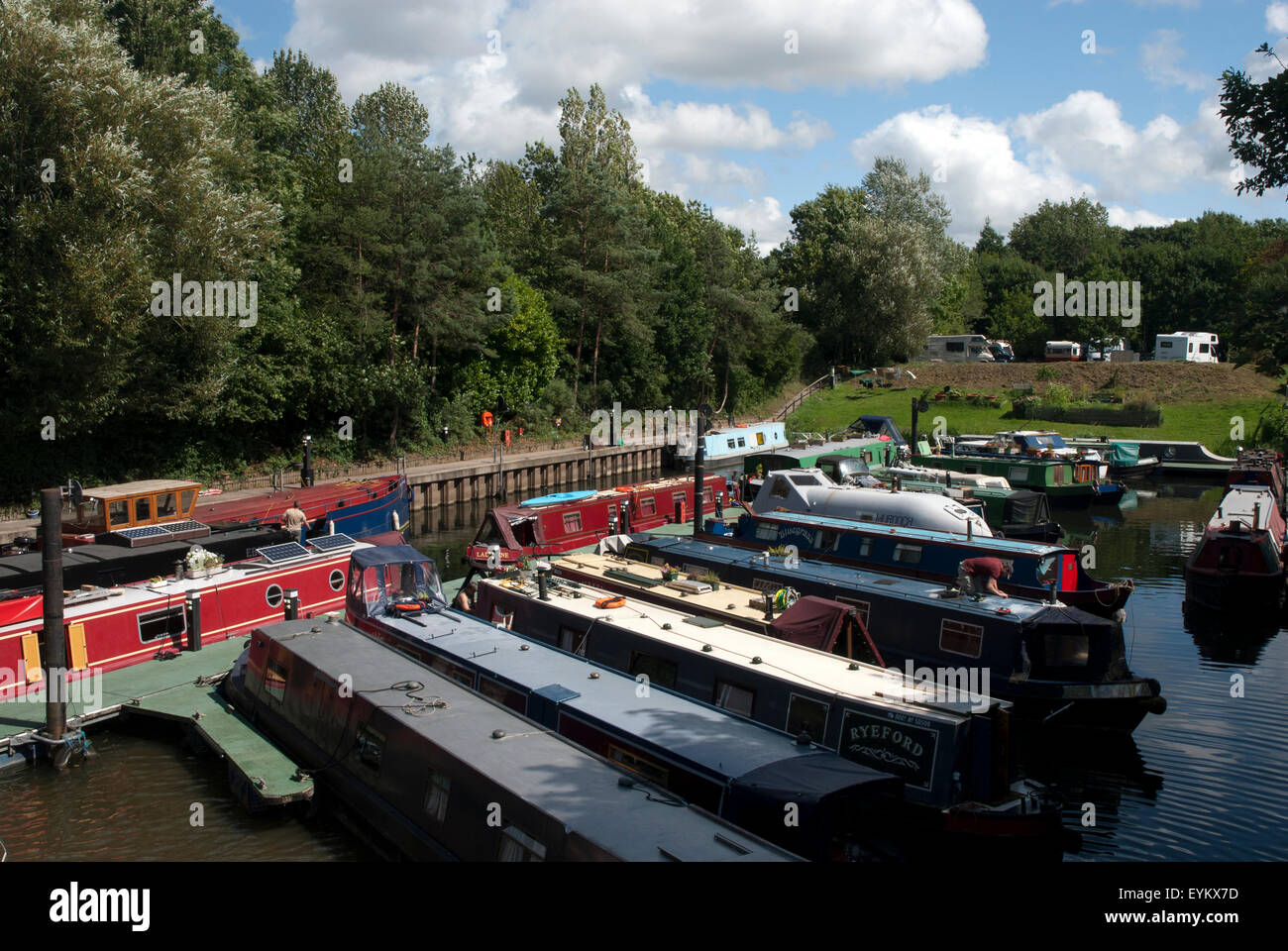 Canal boats and barges in Bath Marina River Avon Bath Somerset England ...