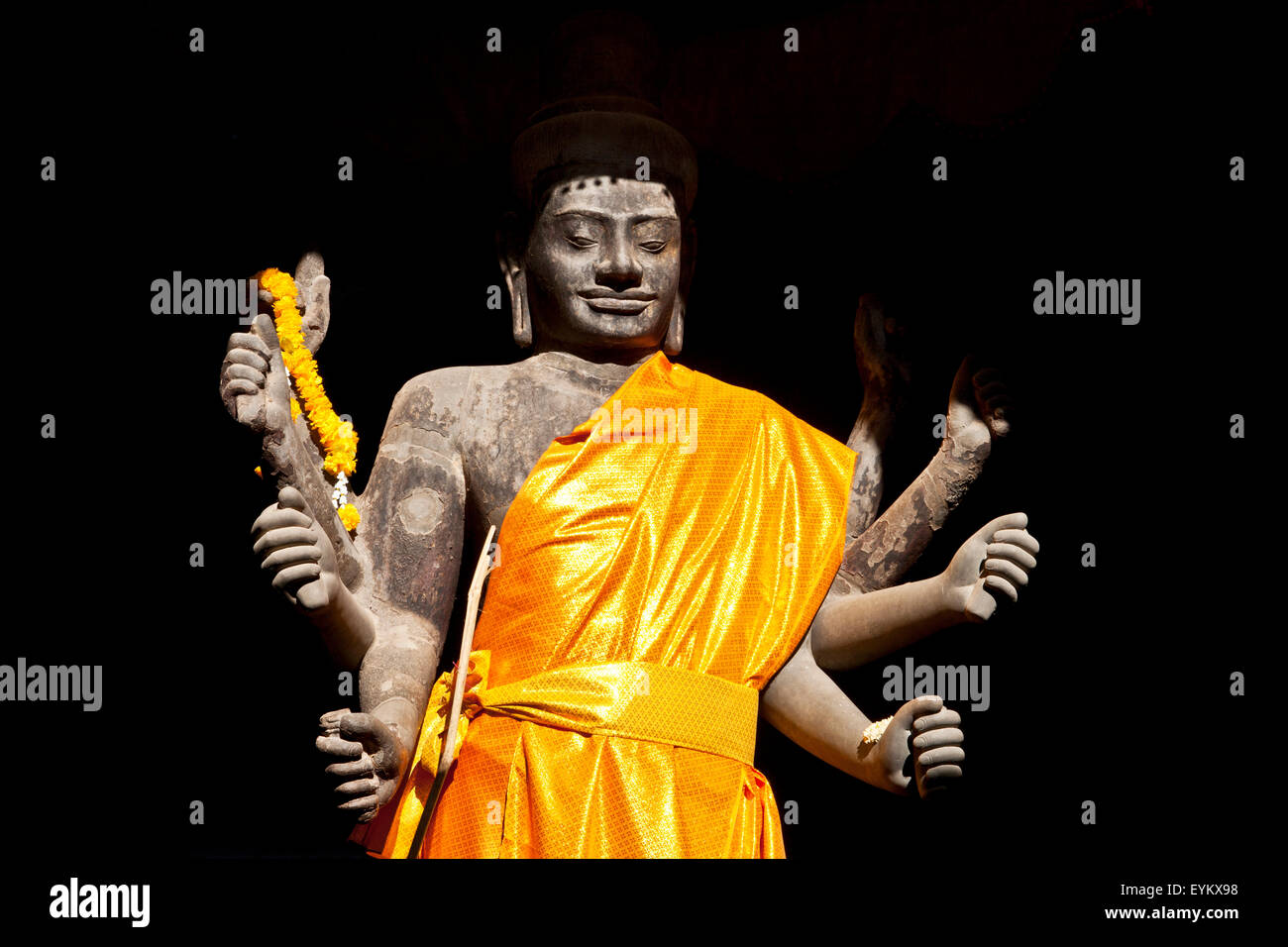 Cambodia, region of Angkor, temple layout Angkor Wat, Buddha statue ...