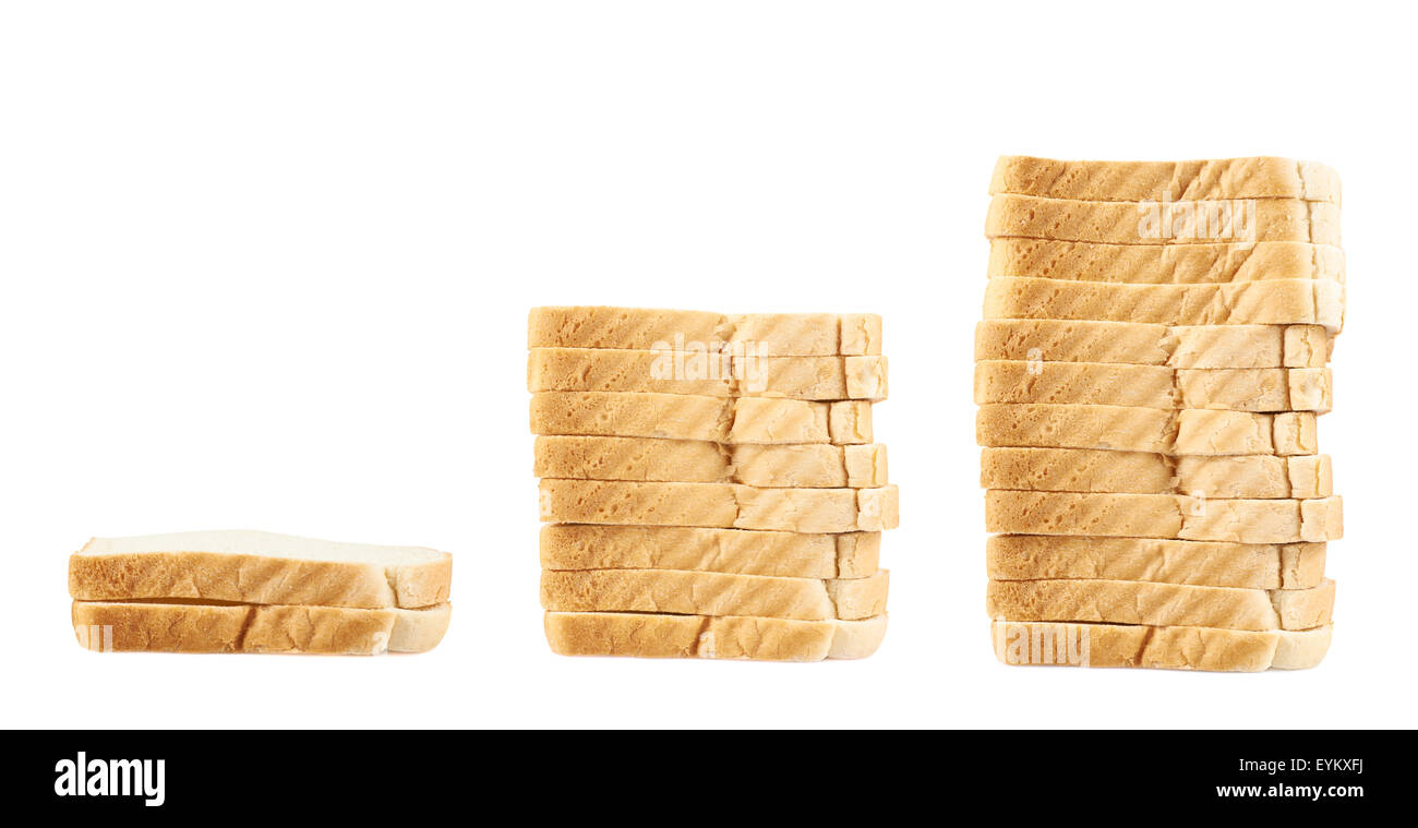 Three piles of toast bread slices Stock Photo - Alamy