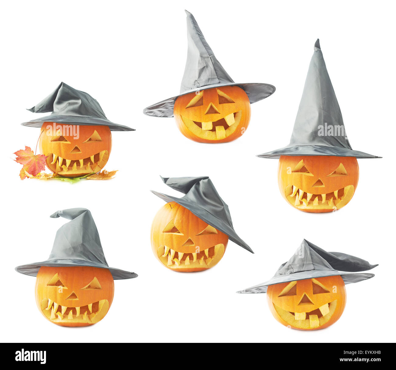 Scary pumpkin in hat Cut Out Stock Images & Pictures - Alamy