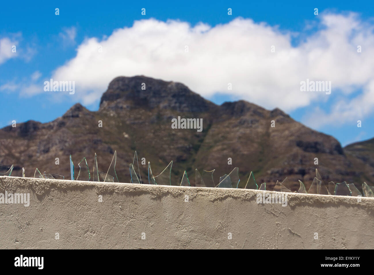 Capetown, wall with glass shards Stock Photo - Alamy