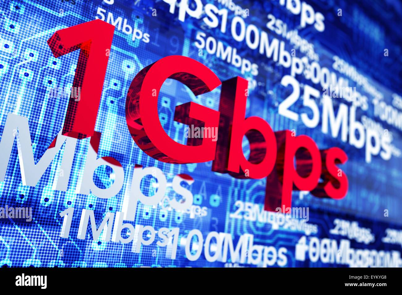 Internet Download High Speed Concept Illustration. 1 Gbps in Focus ...