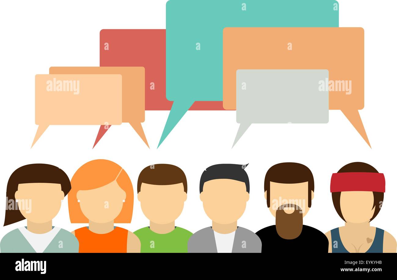 Icons group of people with speech bubbles Stock Vector Image & Art - Alamy