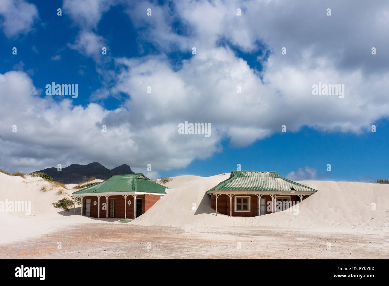 South Africa, Houtbay, in sand sinking houses Stock Photo - Alamy