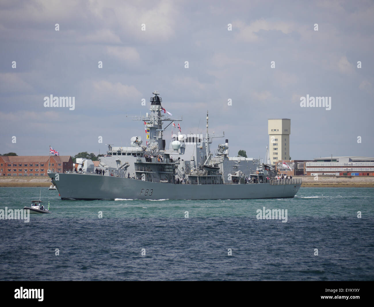 HMS St Albans, a Type 23 frigate of the Royal Navy, leaving Portsmouth ...