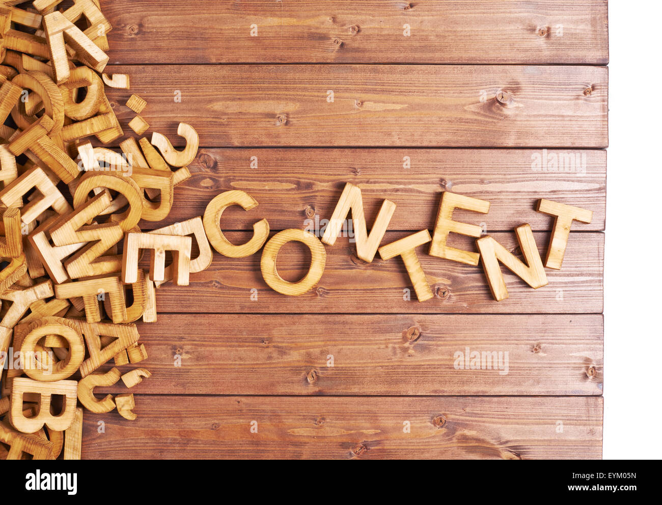 Word content made with wooden letters Stock Photo - Alamy