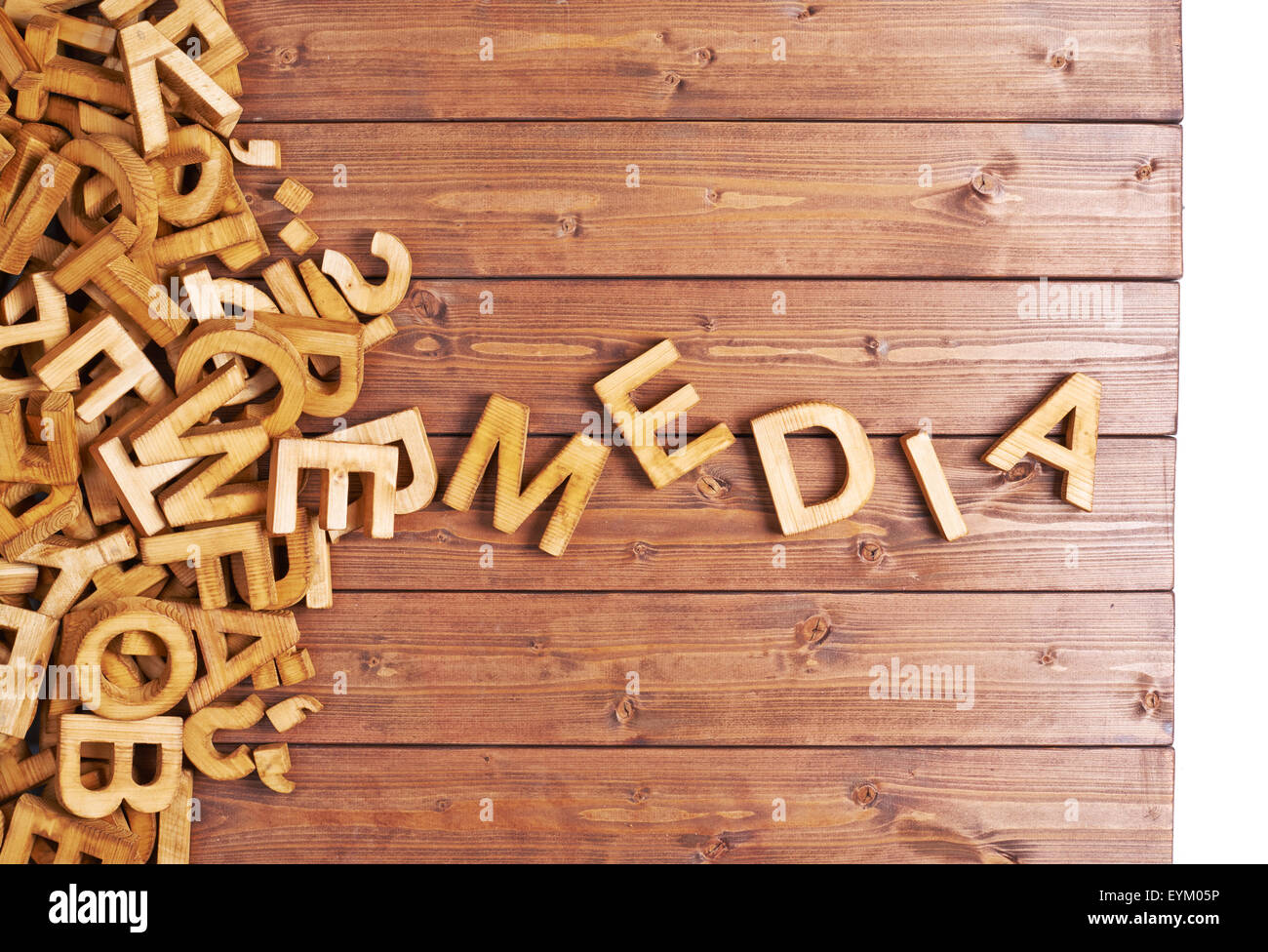 Word media made with wooden letters Stock Photo - Alamy