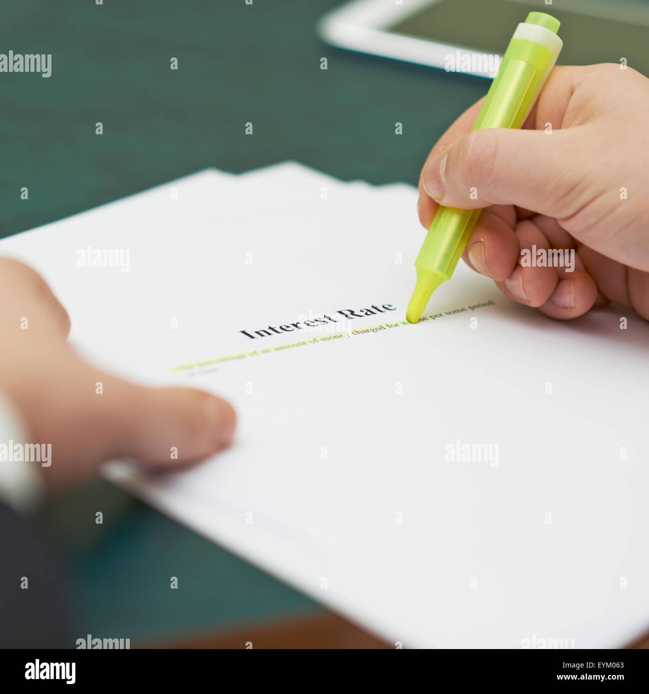 Marking words in an interest rate definition Stock Photo - Alamy