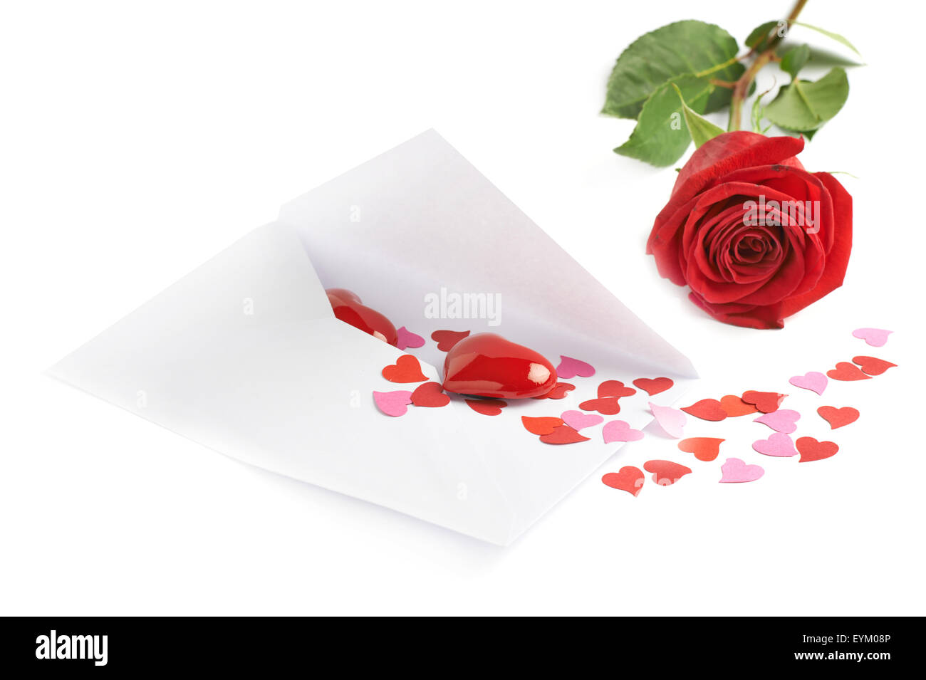 Envelope heart rose Cut Out Stock Images & Pictures - Alamy