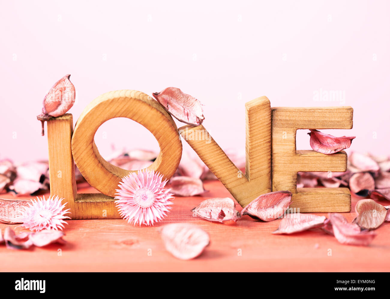 Love composition of wooden letters Stock Photo - Alamy
