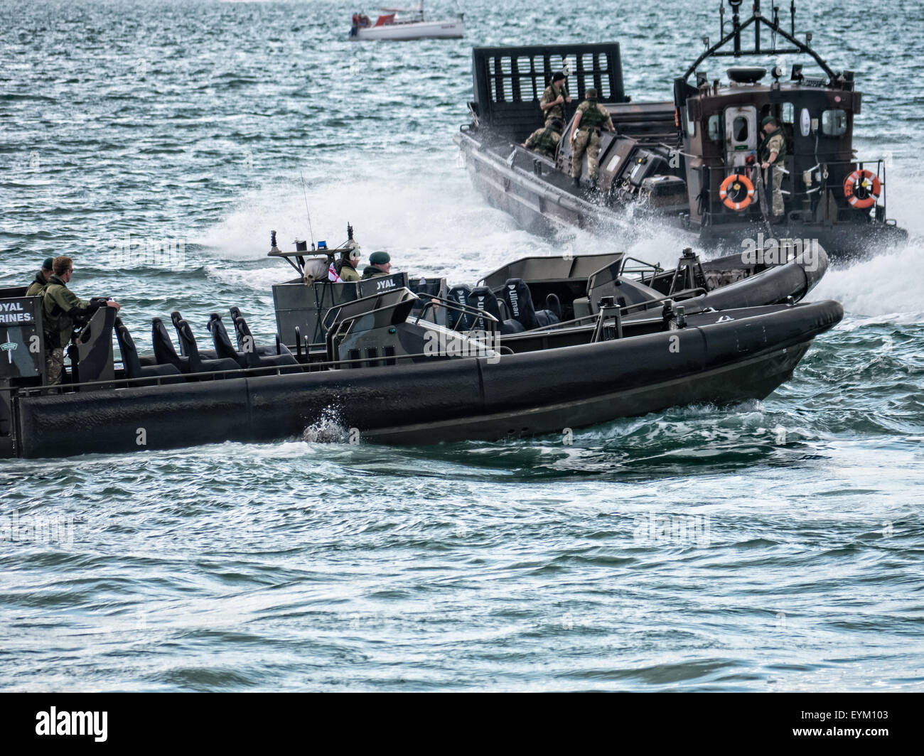 A Royal Marines ORC (Offshore Raiding Craft) and LCVP (Landing Craft ...