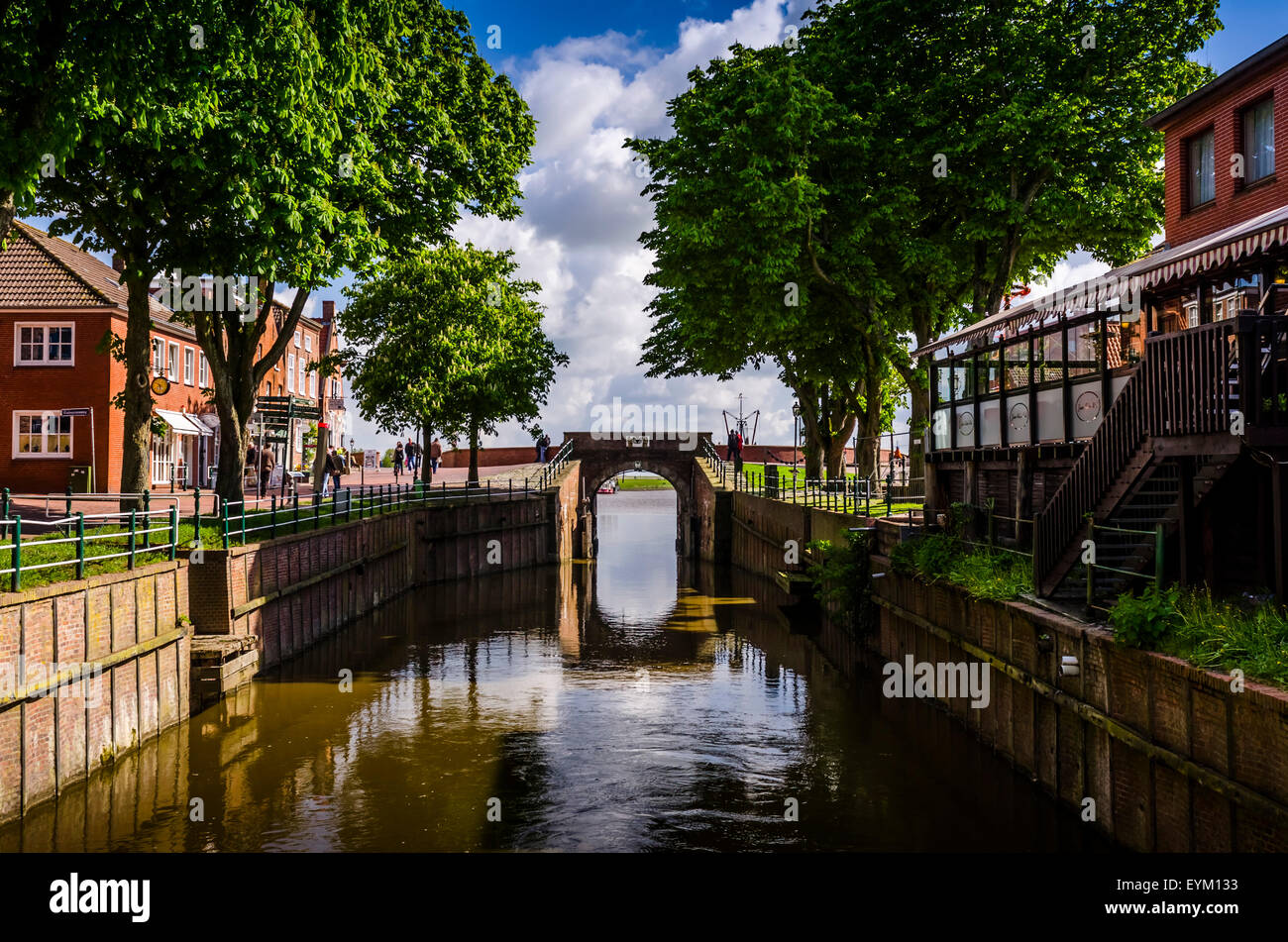 Germany, Lower Saxony, East Friesland, Greetsiel, harbour, floodgate ...