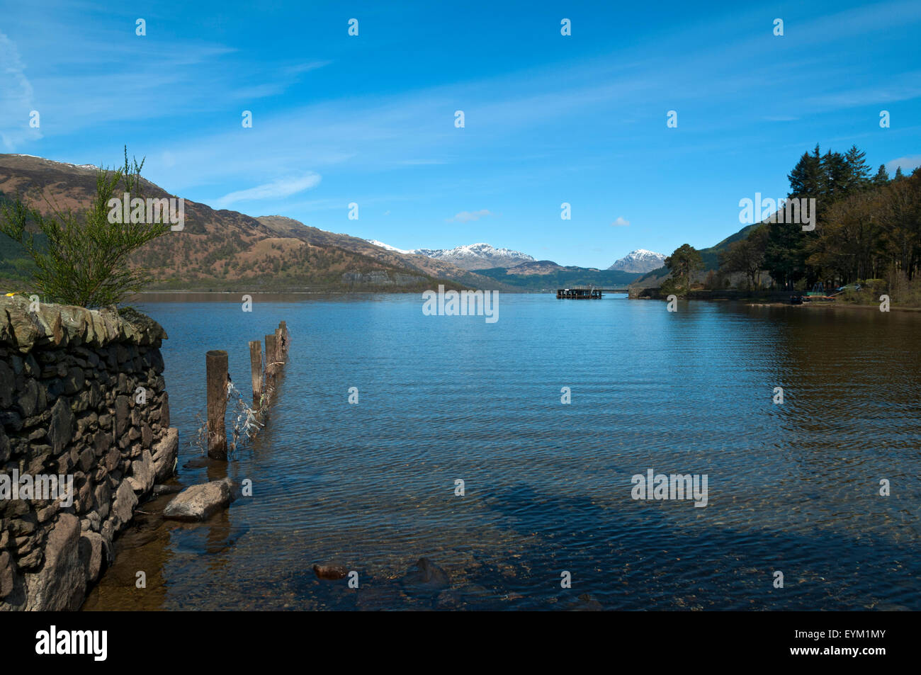 The eastern shore of Loch Lomond at Rowardennan pier, Stirlingshire ...
