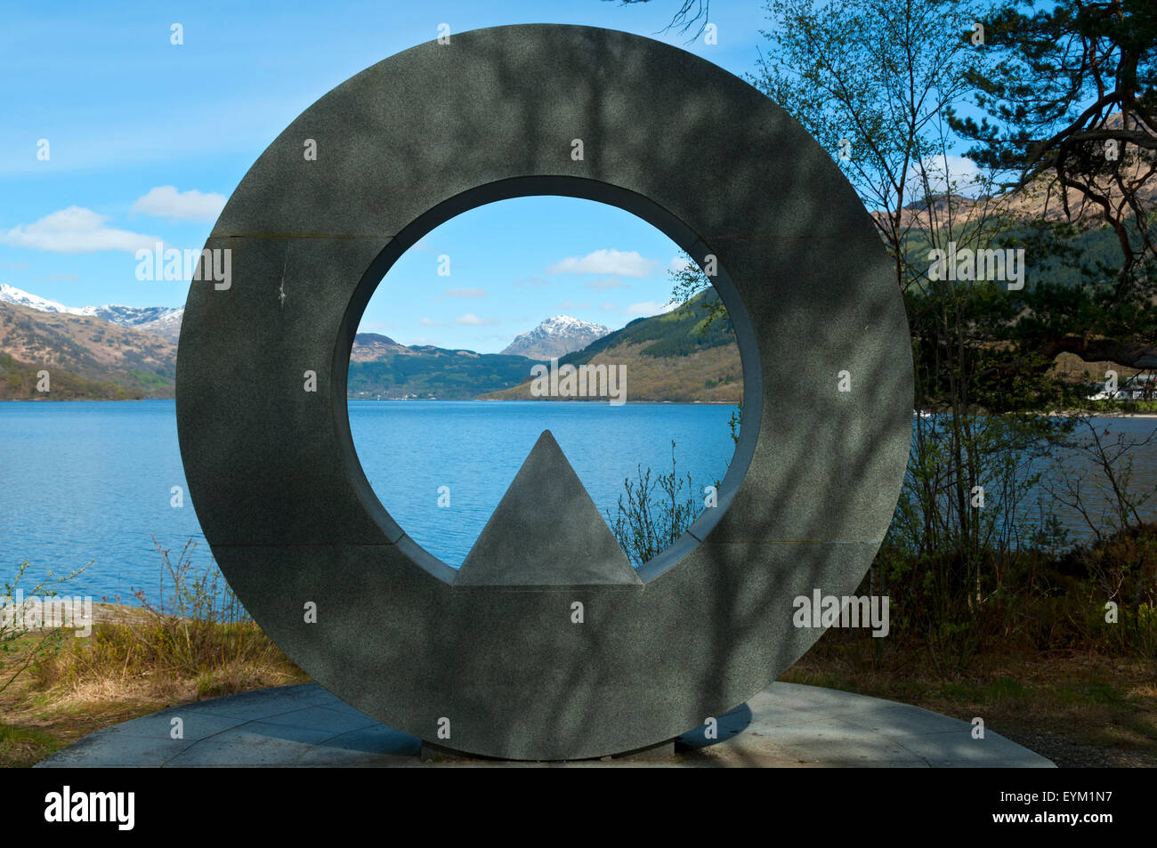 The Rowardennan War Memorial sculpture, by Doug Cocker. By the side of ...