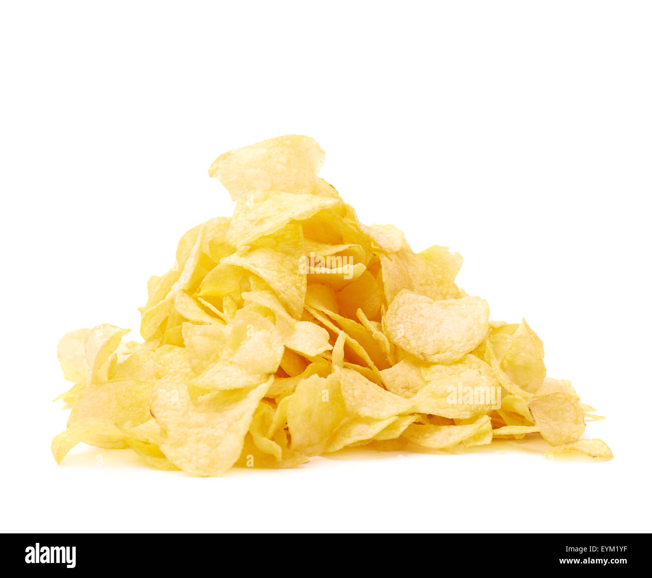 Pile of multiple potato chips isolated Stock Photo - Alamy