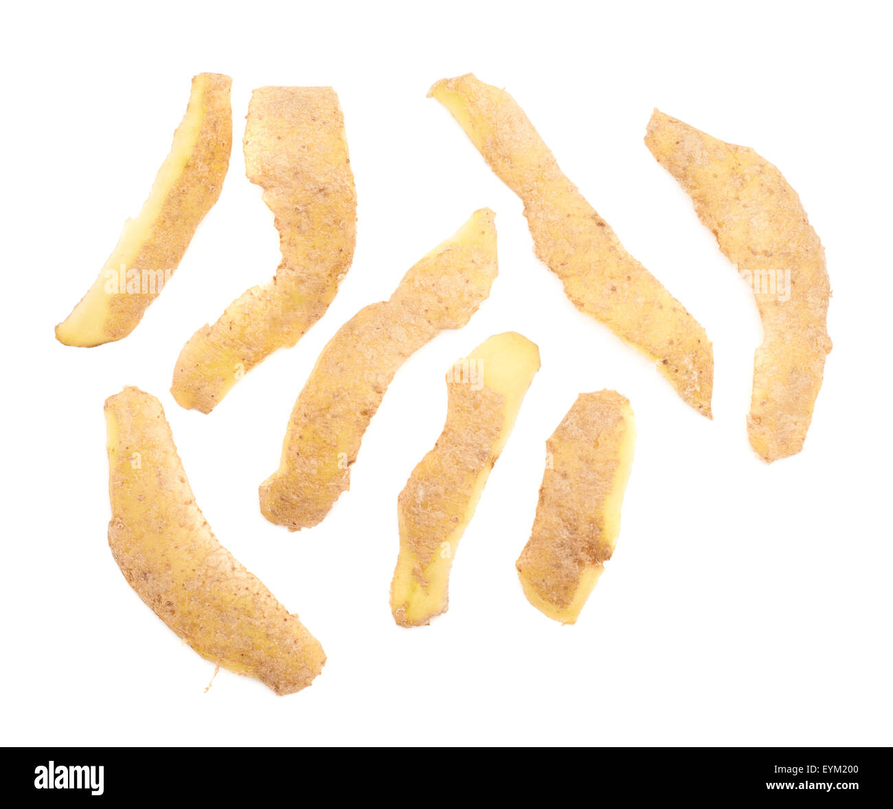 Multiple different potato peels isolated Stock Photo - Alamy